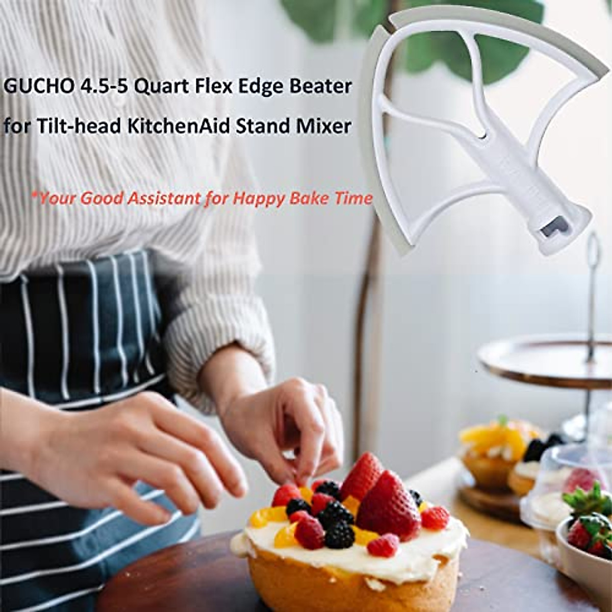 4.5-5 Quart Flex Edge Beater for KitchenAid Tilt-Head Stand Mixer,Upgraded Wing Shape Flat Beater with Flex Edge Bowl Scraper (Flex edge beater grey)
