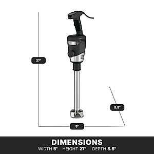 Waring Commerical WSB50 Big Stix Heavy Duty Immersion Blender, 12" Removable Shaft, 1 HP/700 Watt Variable Speed Motor, 120V, 5-15 Phase Plug