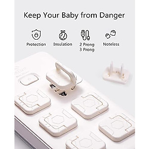 Outlet Covers (40 Pack), with Hidden Pull Handle, Baby Proofing Plug Covers, 3-Prong Child Safety Socket Covers, Electrical Outlet Protectors, Kid Proof Outlet Cap (3 Prongs, 40 Pcs)