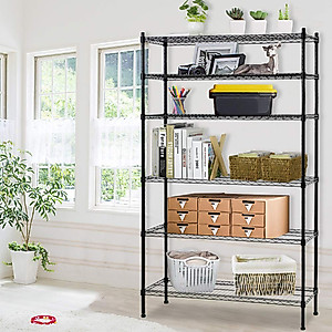 Storage Shelves Wire Shelving Unit Garage Shelving 6 Tier Height Adjustable 1500LBS Weight Capacity Heavy Duty Metal Shelf NSF Utility Steel Commercial Grade Shelving Rack for Garage Pantry Kitchen