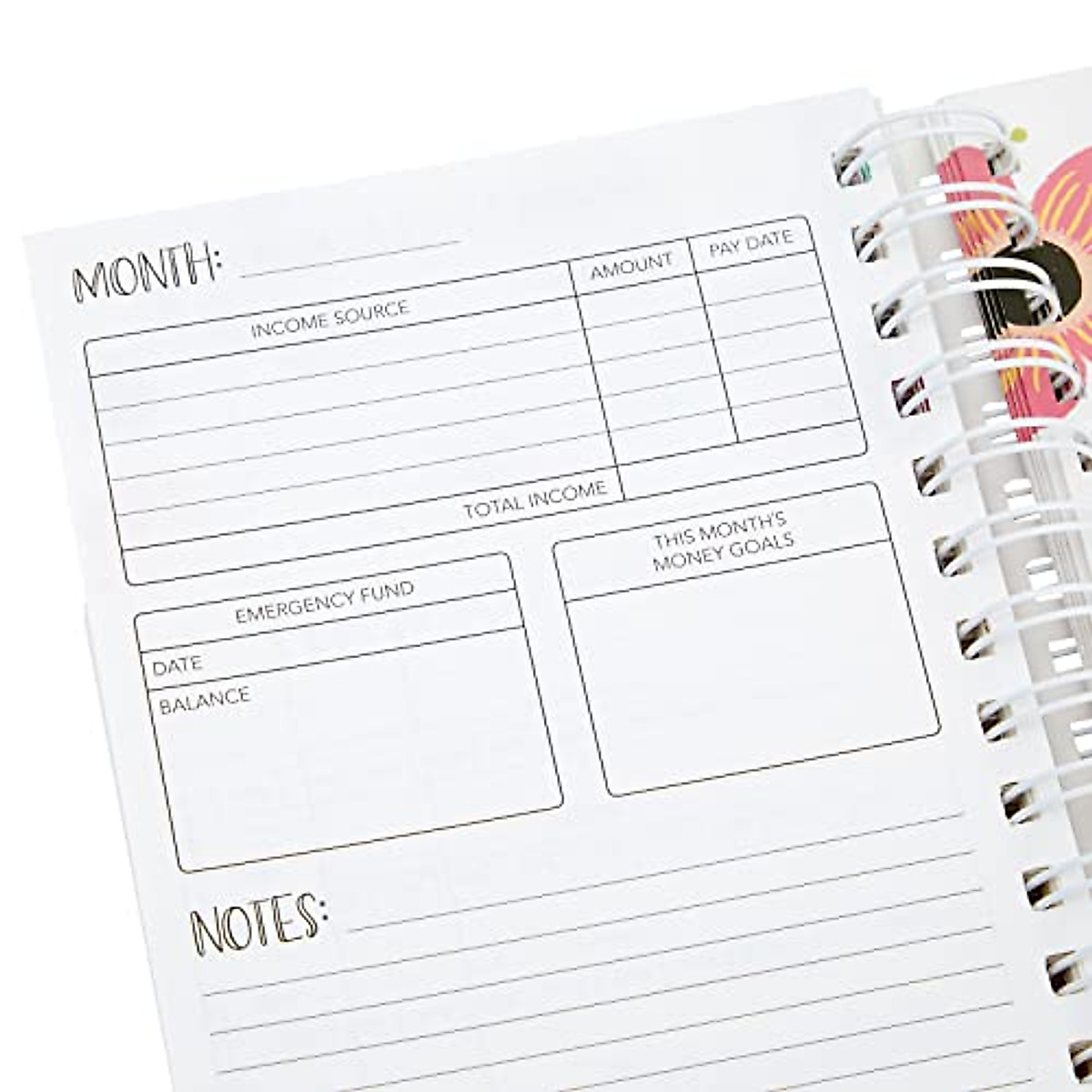 Floral Monthly Budget Planner, Bill Organizer with 24 Pockets, Debt Payoff Tracker, Payment Checklist (5 x 7 In)