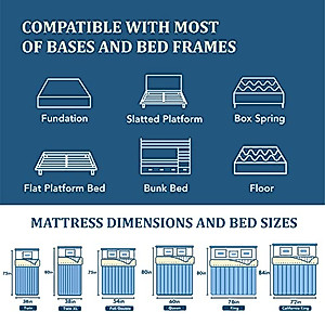 EGOHOME 10 Inch Queen Mattress, Copper Gel Memory Foam Mattress in a Box, Therapeutic Mattress for Back Pain Relief, Medium Double Mattress Made in USA, CertiPUR-US Certified, 60”x80”x10”, Black