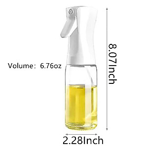 200ml Glass Olive Oil Sprayer Mister, Oil Spray Bottle for Cooking, Salad Dressings, Baking, Frying and More, Chefs No. 1 Kitchen Small Appliances, Small glass Bottles Handy for Women (White - Glass)