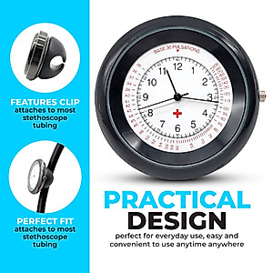 Nurse Stethoscope Watch - Lightweight Metal Frame- Attaches Directly to Stethoscope for All Medical Professionals