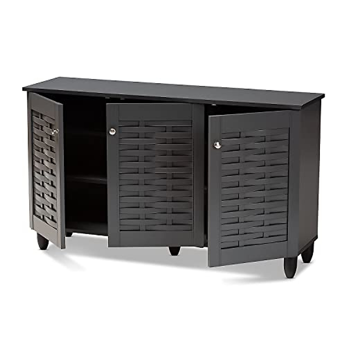 Baxton Studio Winda 3-Door Shoe Storage Cabinet, Dark Gray (152-9167-Hit)