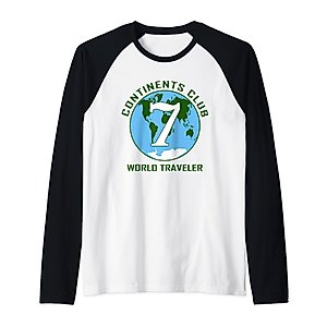 7 Continents World Traveler Club Raglan Baseball Tee