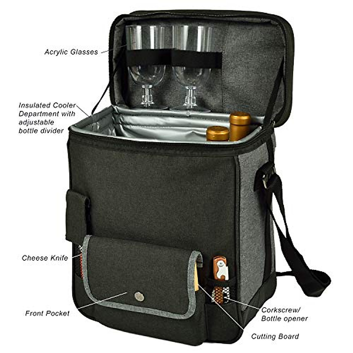 Personalized Picnic at Ascot Wine and Cheese Basket/Cooler with Acrylic Glasses, Hardwood Cutting Board, Cheese Knife and Corkscrew