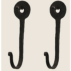 Horse Shoe Nail Hooks Set of 2 - Decorative Wall Hooks - Black Metal