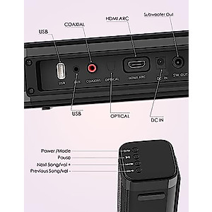 Puxinat 2 in 1 Separable Sound Bars for TV with Subwoofer, Bluetooth 5.0 Surround Sound System for Home Theater, ARC/Optical/Aux/USB TV Speaker, Treble/Bass Adjust, 10 EQ Modes, Remote Included