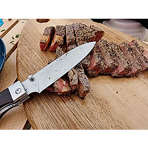 ZhengSheng 4.5" Folding Utility Knife 440A Stainless Steel Blade Natural Olive Handle Pocket Foldable Fruit knife peeling knife for Outdoor Camping Activities