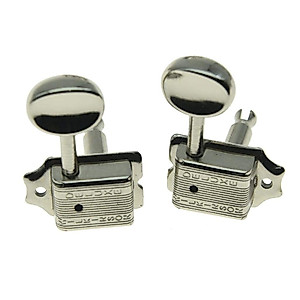 Wilkinson Deluxe 6 Inline Vintage Guitar Tuners with Split Post Guitar Tuning Keys Peg Machine Heads for Strat/Tele Guitars Nickel
