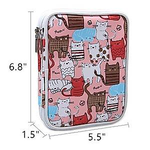 Teamoy Crochet Hook Case Empty, Crochet Hook Organizer with Multiple Pockets for Crochet Needles and Knitting Accessories, Cats Pink