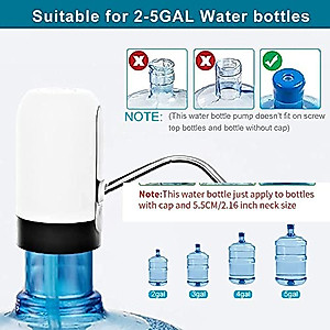 5 Gallon Water Dispenser-Electric Drinking Water Pump Portable Water Dispenser USB Charging Water Bottle Pump for 5 Gallon Bottle -Hushtong
