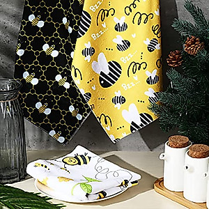 3 Pcs Lemon Bee Kitchen Towels Honey Bee Lemon Dish Towels Bee Lemon Bathroom Hand Towels Farmhouse Spring Gnome Honeycomb Lemon Bee Kitchen Decor Rustic Dish Tea Towels, 18 x 28 Inch (Elegant Style)