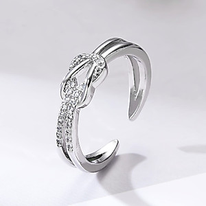 To My Daughter Ring the Love Between Mother and Daughter is Forever Ring My Best Friend Square Knot Rings Adjustable CZ Diamond Ring with Message Card Gifts Jewelry for Women