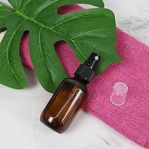 SYNTECSO 48 Pack 2oz Amber Plastic Spray Bottles, Fine Mist Spray Bottles for Essential Oils, Water Spray Bottle for Hair Plant & Cleaning Solution