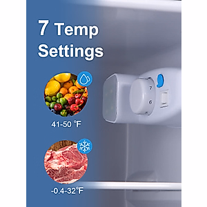 KRIB BLING 3.5 Cu.Ft Refrigerator 2 Door 7 Level Adjustable Thermostat Control Top-Freezer Refrigerator Lock Fresh Energy Saving Blue