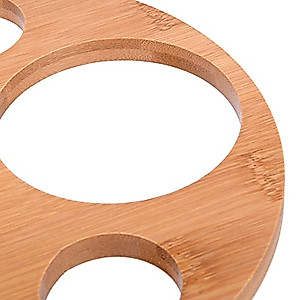 JIANWEI Foldable Wine Table Stake for Sand and Grass- Portable Beach Table Sturdy Wine Table, Lawn and Garden, Round Wooden Camping Picnic Glass Holder for Outdoor, Beach(C)