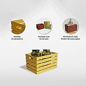 Wald Imports - Set of 3 Red, Green & Gold Wooden Crates for Storage - Decorative Wooden Crate Set for Home Decoration & Display - Vintage Storage for Household Goods