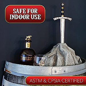 Esterno Sword in Stone Garden Statue (17x10x11 Inches), Arthurian Legend Yard Ornament Decor, Gray