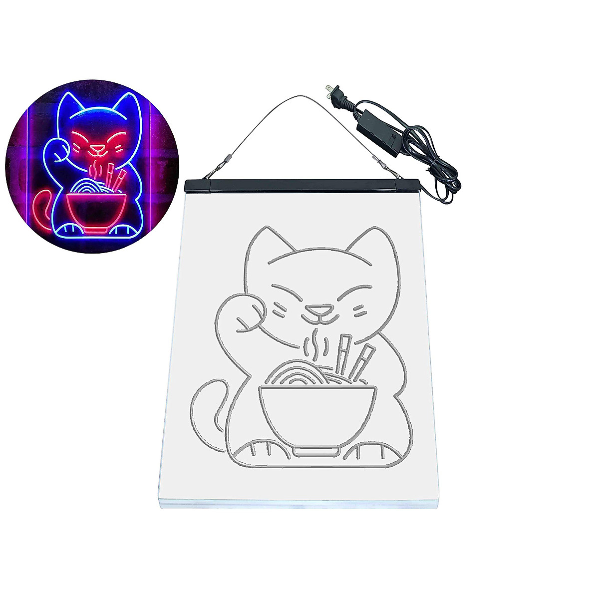 ADVPRO Maneki Neko Ramen Luck Cat Dual Color LED Neon Sign Red & Blue 12 x 16 Inches st6s34-i4029-rb