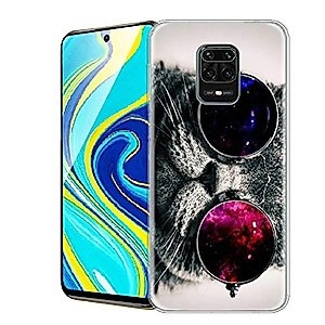 Eouine for Xiaomi Redmi Note 9 Pro Case, Phone Case Transparent Clear with Pattern Ultra Slim Shockproof Soft Gel TPU Silicone Skin for Xiaomi Redmi Note 9 Pro/Redmi Note 9S (Cat)