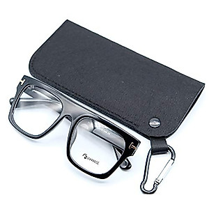 Jurchio Unisex Stylish Square Non-prescription Eyeglasses Glasses Flat Top Big Eyeglass Frames Large lens Clear Lens Eyewear (Black)