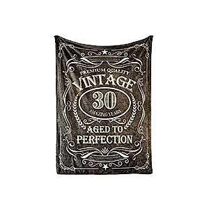 30th Birthday Gifts for Men, 30th Birthday Decorations for Him Flannel Throw Blankets (50"x 65") Vintage