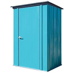 Spacemaker 4' x 3' Compact Outdoor Metal Backyard, Patio, and Garden Shed Kit, Teal and Anthracite