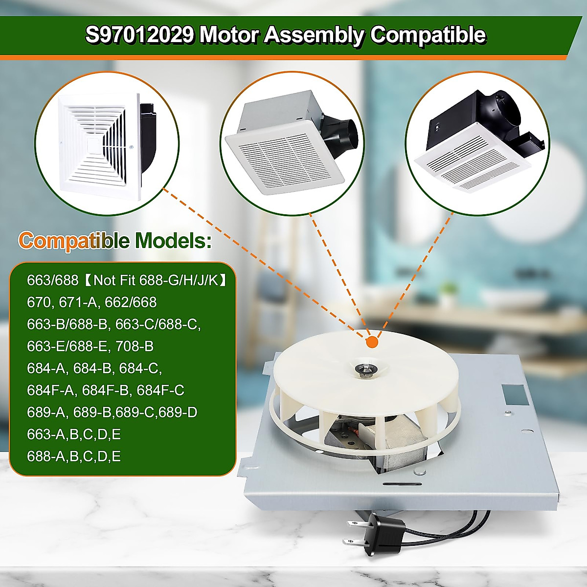 S97012029 Fan Assembly for Models 688(Not Fit 688-G/H/J/K), 670-A, 671-A, 663, 668, 663-B/688-B, 663-C/688-C, 663-E/688-E - Smooth Motor Operation, High Airflow, Low Noise - Reliable Replacement Part
