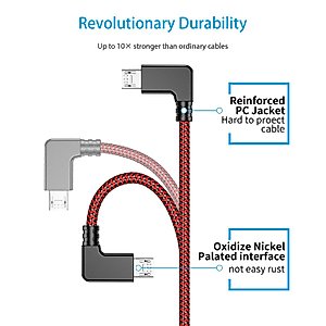 1FT 90 Degree Micro USB to Micro USB Android Phone Tablet OTG Data Cable Right Angle Connector Wire Cord for DJI Spark, Mavic Pro, Platinum, Air, 2 Pro, Zoom Remote Controller Accessories (1 Pack)