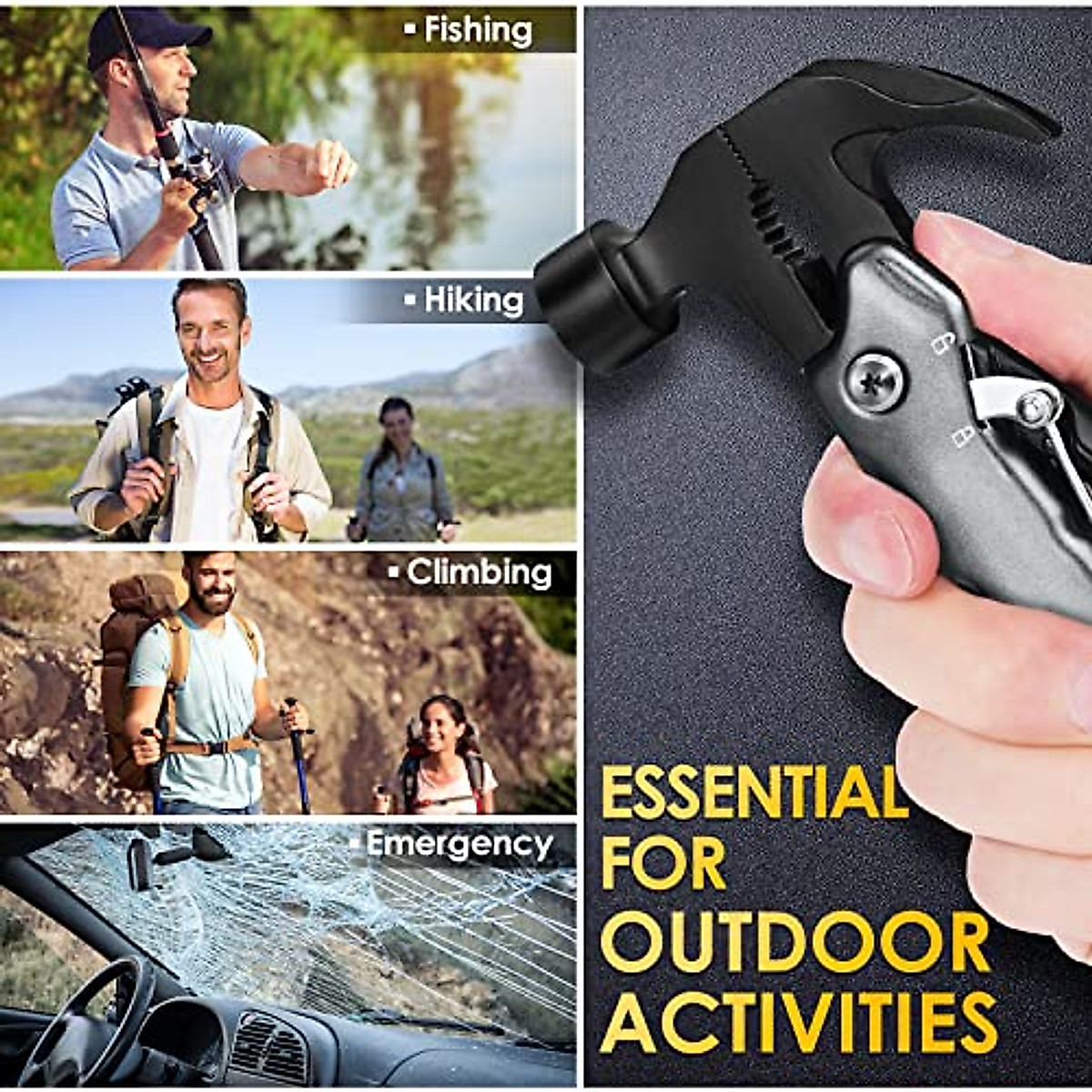 12 in 1 Christmas Stocking Stuffers Hammer Multi Tool and Magnetic Pickup Tool Men Gifts