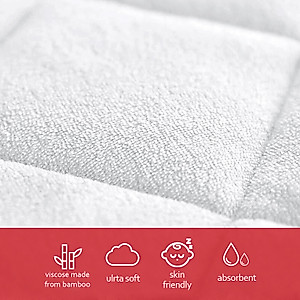 Diaper Changing Pad Liner Non-Slip, Waterproof Terry Mat Changing Pad Cover Liner, Quilted Absorbent Bassinet Liners Washable, 3 Pack 13"x 26" Reusable Portable Changing Table Pad White