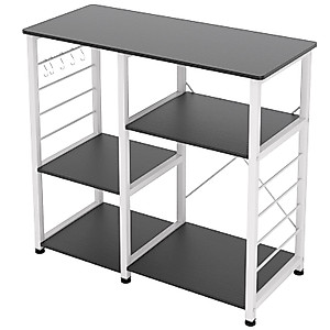 sogesfurniture Kitchen Baker's Rack, Utility Microwave Oven Stand 3-Tier Stand for Kitchen Storage Workstation Shelf, Black