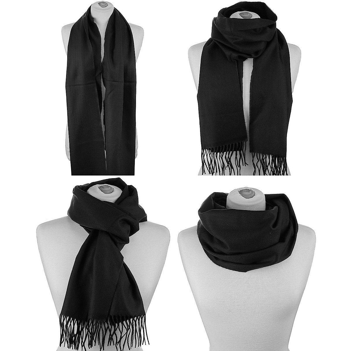 D&Y Unisex Classic Softer Than Cashmere Plain Fringe End Scarf, Off White