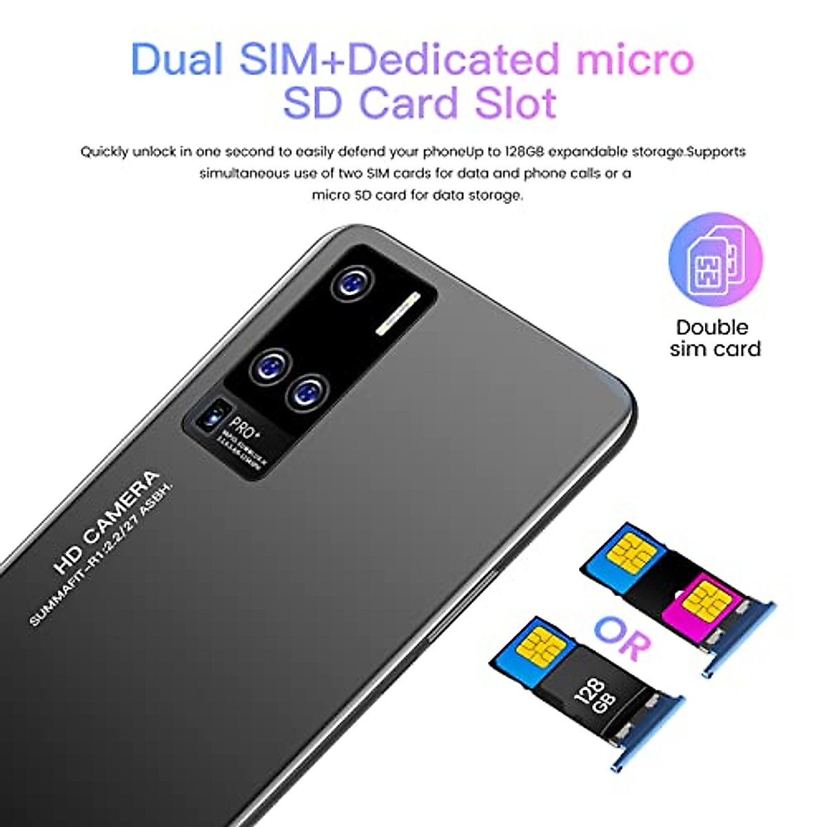 5G Mobile Phone for Android 10.0-1920 X 1080 Inch HD IPS Touch Screen, 10 Core CPU Processor, 6.53 Inch Face Unlocked Smartphone, 6GB RAM 128GB ROM, 8MP+21MP, Ultra Long Standby