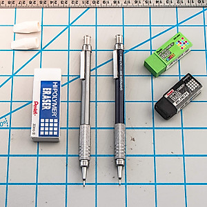 Pentel Graph Gear 500 Automatic Drafting Pencil with Lead and Mini Eraser, 0.5 mm (PG525LEBP),Black,1 Pack w/ Lead & Eraser