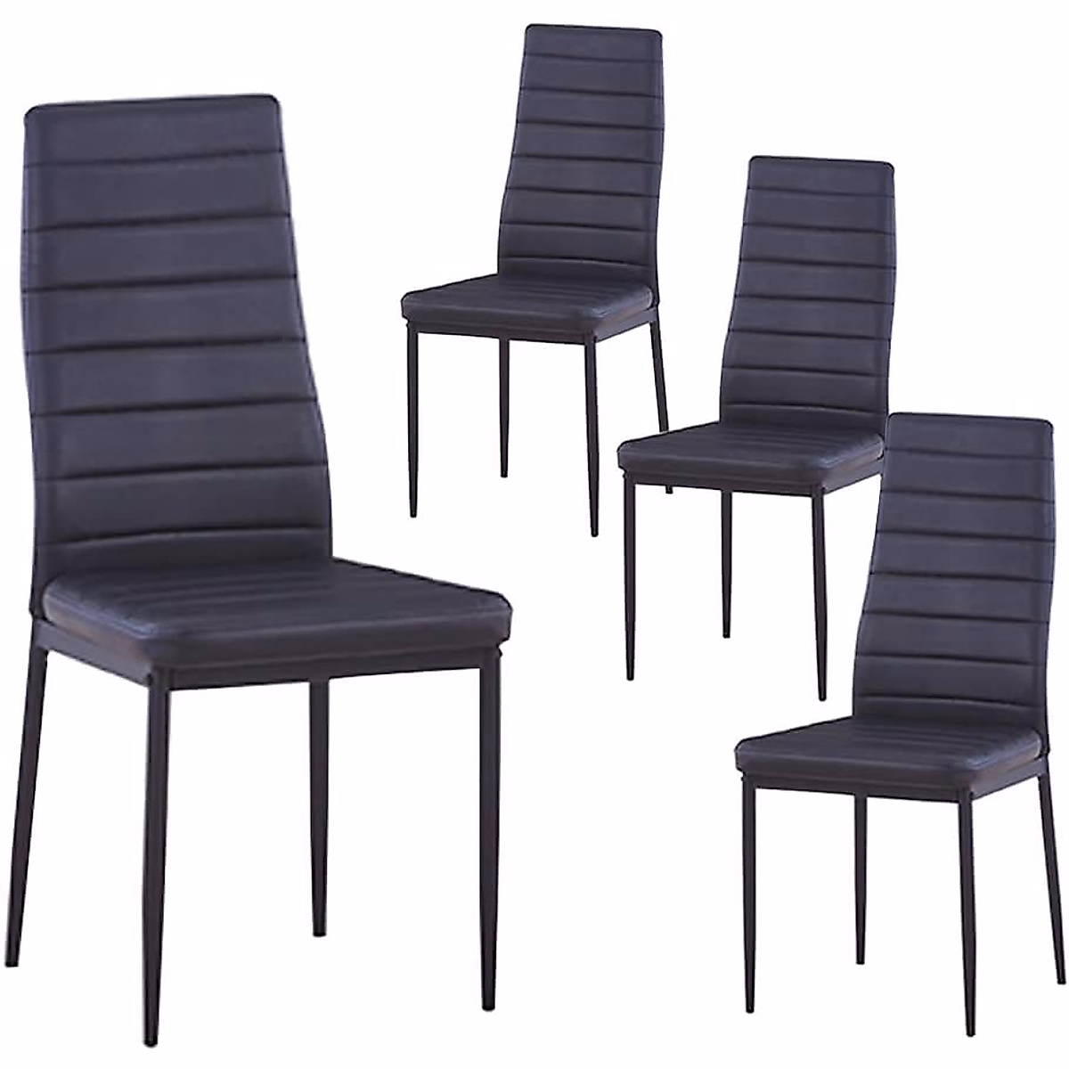 NIERN Black Dining Chairs Set of 4, Modern High Back Soft Padded Dining Room Chair Kitchen Chair for Dining Room, Kitchen (4, Black)