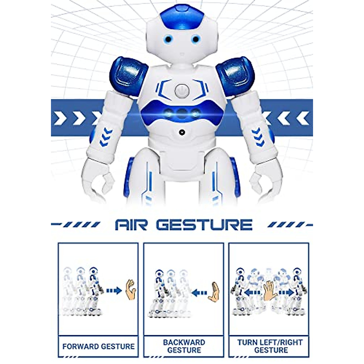 KingsDragon RC Robot Toys for Kids, Gesture & Sensing Programmable Remote Control Smart Robot for Age 3 4 5 6 7 8 Year Old Boys Girls Birthday Gift Present