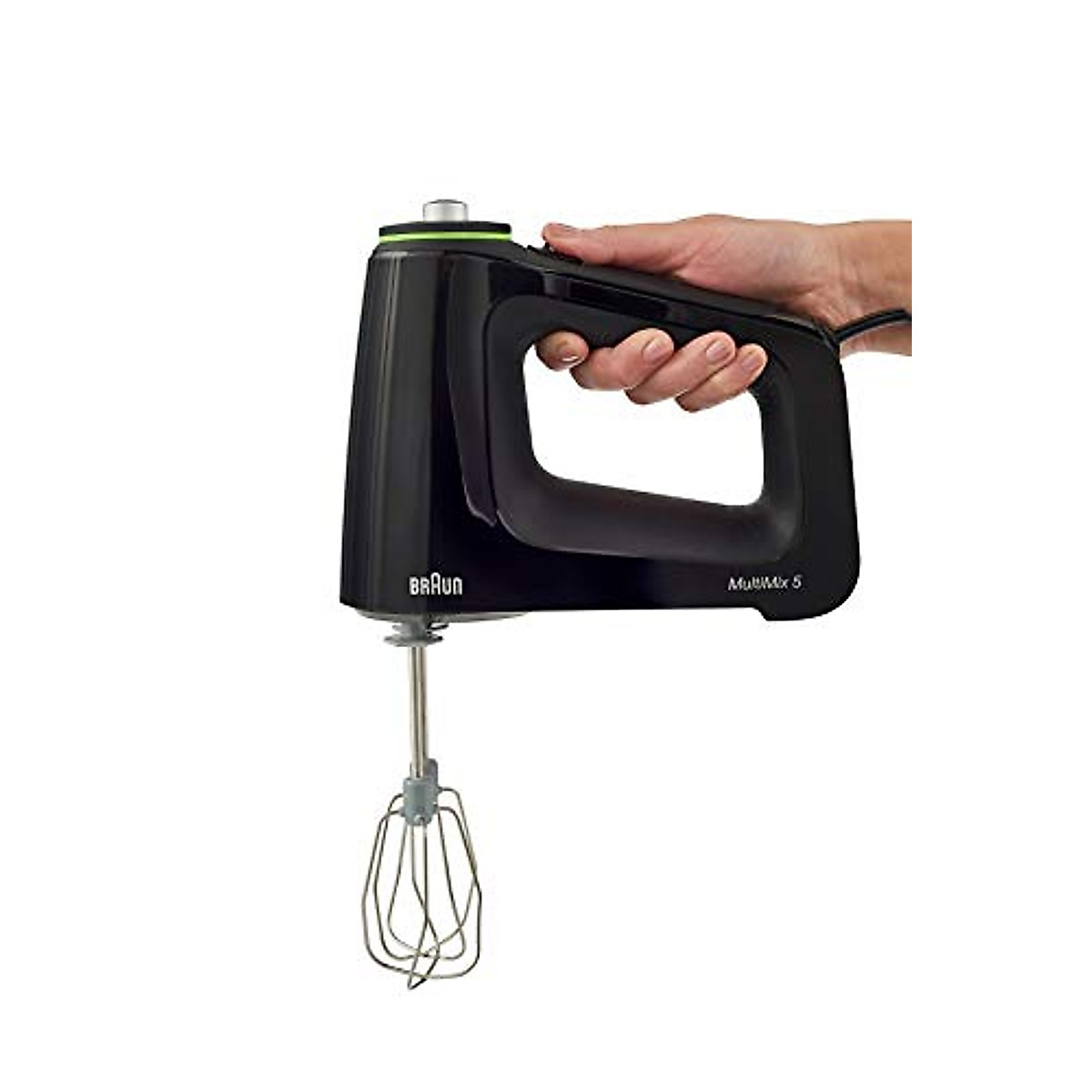 Braun Electric Hand Mixer, 9-Speed, 350W, Lightweight with Soft Anti-Slip Handle, Accessories to Beat & Whisk (Multi-Whisk), Dough Hooks to Knead & 2-Cup Chopper + Storage Bag, MultiMix 5, HM5130