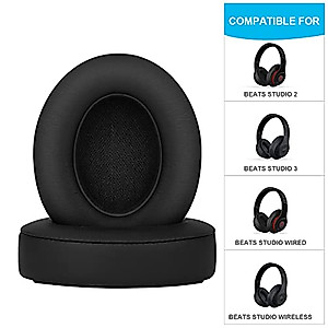 ELZO Replacement Ear Pads Cushions for Beats Studio 2 & Studio 3 Wired & Wireless Headphones, Earpads with Soft Protein Leather, Noise Isolation Memory Foam, Black