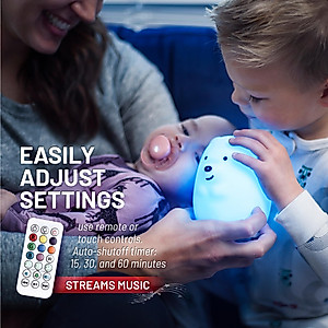 Lumipets Bear, Kids Night Light, Play Music, Silicone Nursery Light for Baby and Toddler, Squishy Night Light for Kids Room, Animal Night Lights for Girls and Boys, Kawaii Lamp, for Bedroom