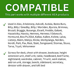 Spare Hardware Parts Cam Lock Fastener Screw (Replacement for IKEA Part #118331) (Pack of 8)