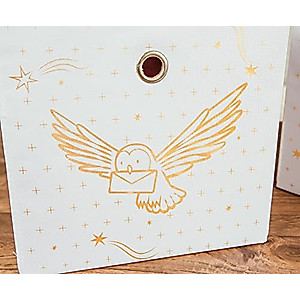 Harry Potter Hedwig 11-Inch Storage Bin Cube Organizers, Set of 2 | Fabric Basket Container, Cubby Cube Closet Organizer | Wizarding World Gifts And Collectibles