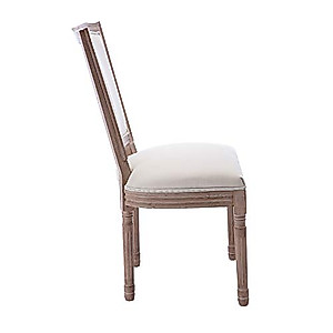 GOOLON Dining Chair Set of 2 French Style Fabric Upholstered Chair for Dining Room Square Backrest Country Bistro Mid Century Armless Chair for Kitchen Dining Room Beige