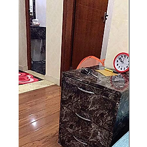 Yija Black Brown Marble Removable Wallpaper Film Self-Adhesive Granite Sticker Kitchen Peel Stick Backsplash Marble Tile Countertop Furniture Shelf 15.6In by79In