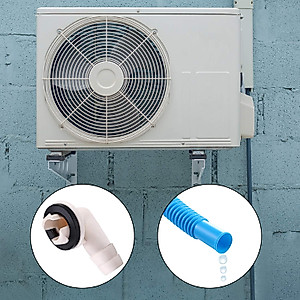 BBTO 3/5 Inch AC Drain Hose Connector Elbow Fitting with Rubber Ring for Mini-Split Units and Window AC Unit and Air Conditioner Drain Hose with 5.2 Feet Long