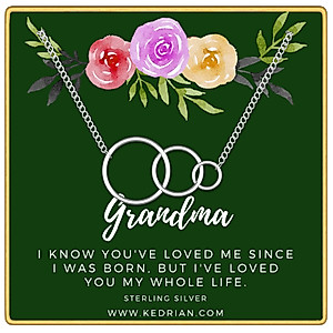 KEDRIAN Grandma Necklace, 925 Sterling Silver, Grandmother Gift, Gigi Gifts For Grandma Birthday Gifts For Grandma, Special Gifts For Grandma Gifts for Grandma, Best Great Grandma Gifts From Grandson