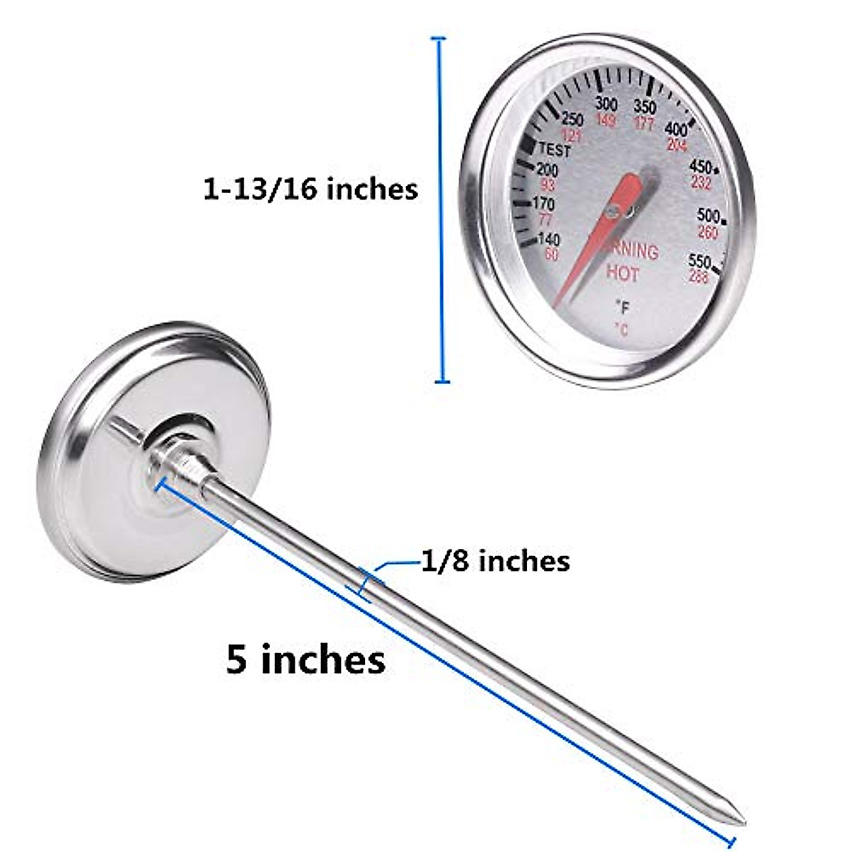 DOZYANT 9815 Accurate Grill Thermometer Replacement 62538 for Weber Genesis Silver B/C, Genesis Gold B/C, Genesis 1000-5500 Series, Temperature Gauge with a 5" Probe, Thermostat for Weber Gas Grill