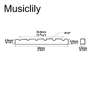 Musiclily 42mm Bone Nut Slotted Electric Guitar Nut Flat Bottom for Strat Tele Guitar, 42x3.5x4.5mm (2 Pieces)